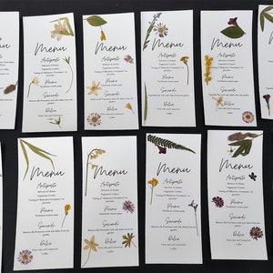 Handmade Pressed Flower Wedding Menu: Botanical Decor - Etsy