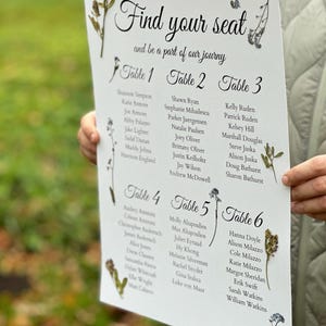 Wedding Seating Chart Board With Pressed Flowers. Seating Plan With ...