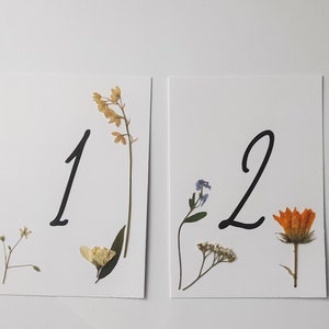 Handmade Pressed Flower Table Number Cards: Botanical Wedding Decor - Etsy