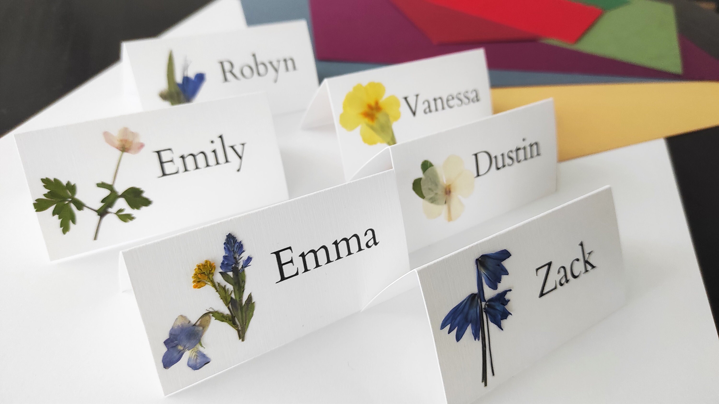 Handmad Pressed Flowers Place Cards With REAL Flowers Wedding - Etsy