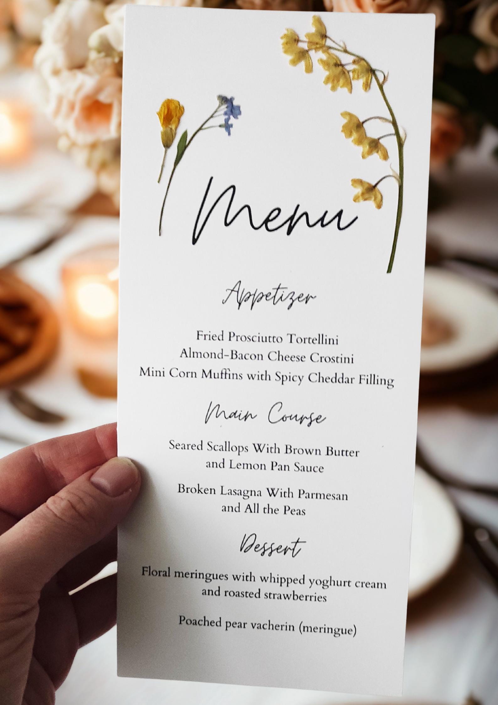 Handmade Pressed Flower Wedding Menu: Botanical Decor - Etsy