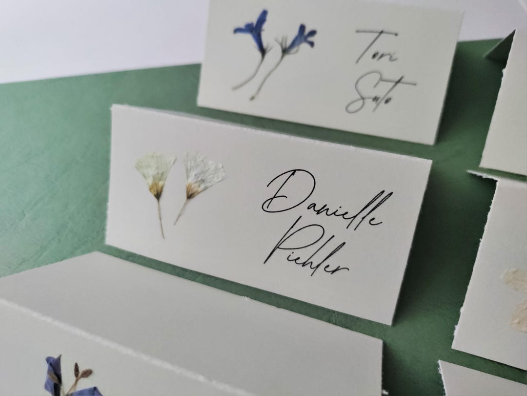Personalized Wedding Place Cards: Handmade Pressed Flower Botanical ...