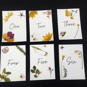 Table Number Cards With Pressed Flowers. Wedding Table Numbers With ...
