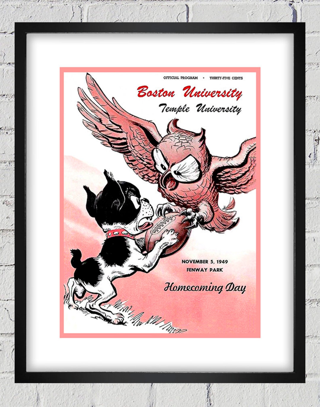 1949 Vintage Boston University Terriers -temple University Owls ...