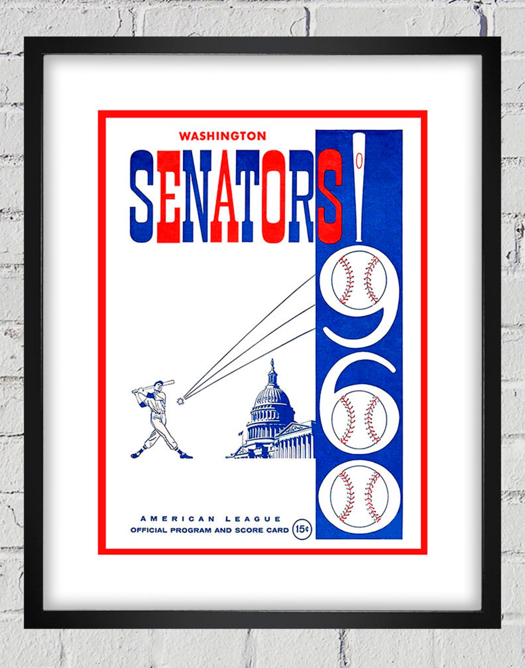 1960 Vintage Washington Senators Scorecard Cover - Digital Reproduction ...