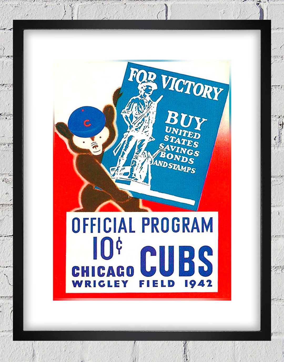1942 Vintage Chicago Cubs Baseball Program Cover - for Victory ...