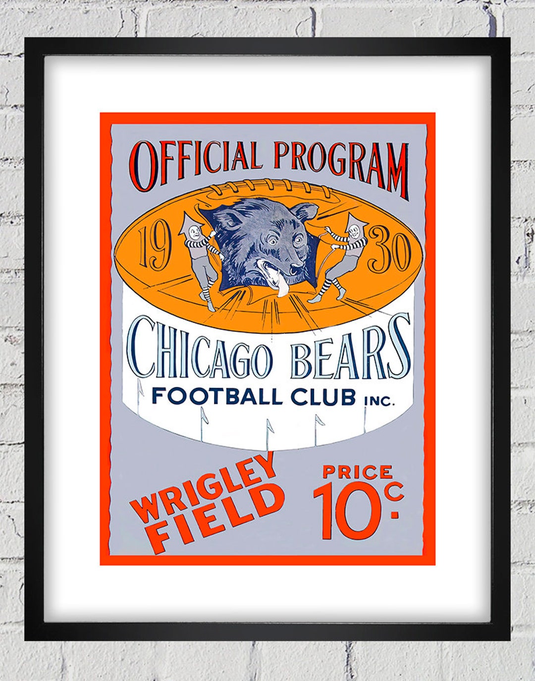1930 Vintage Chicago Bears Football Program Cover - Wrigley Field ...