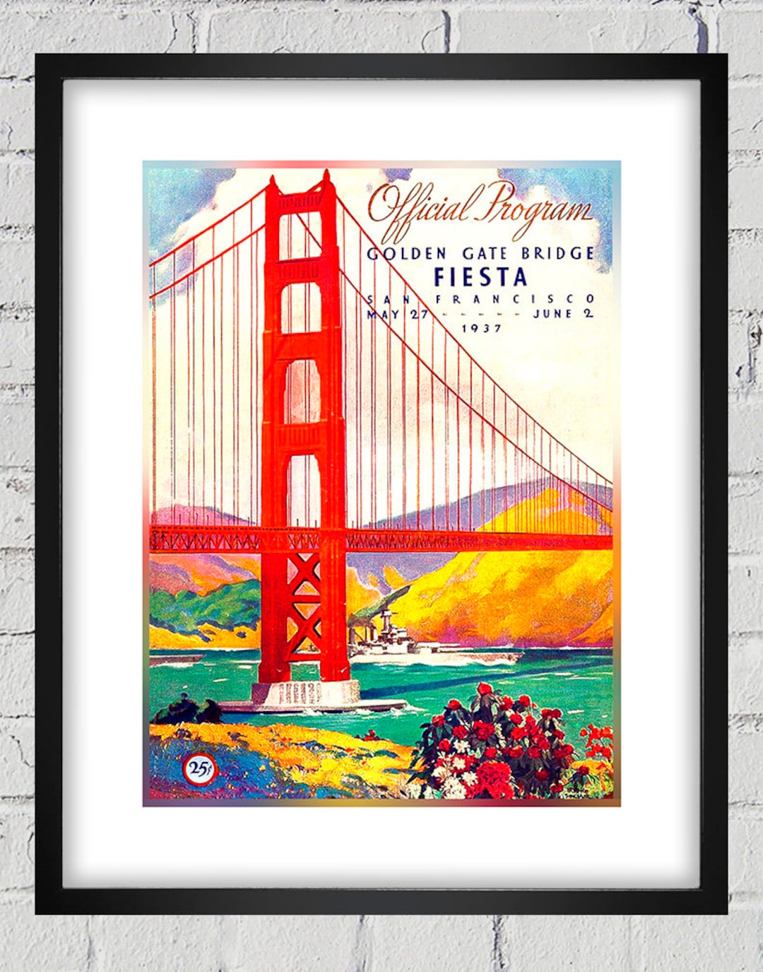 1937 Vintage San Francisco Golden Gate Bridge Fiesta Program Cover ...