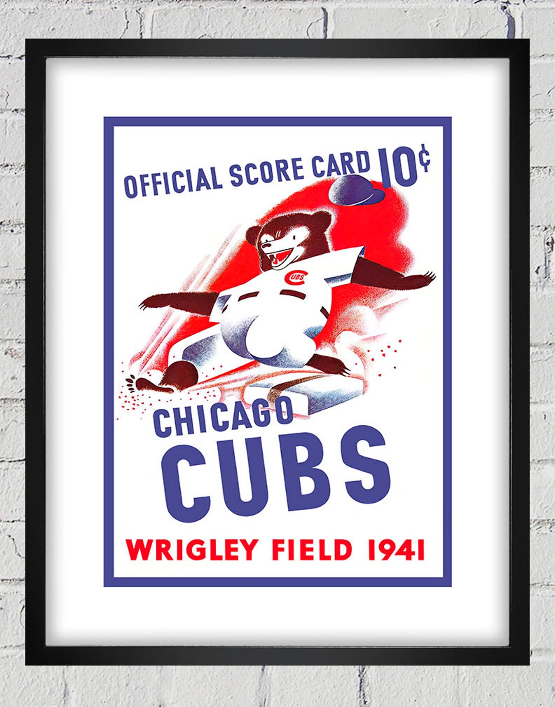 1941 Vintage Chicago Cubs Baseball Program Cover - Sliding Bear ...
