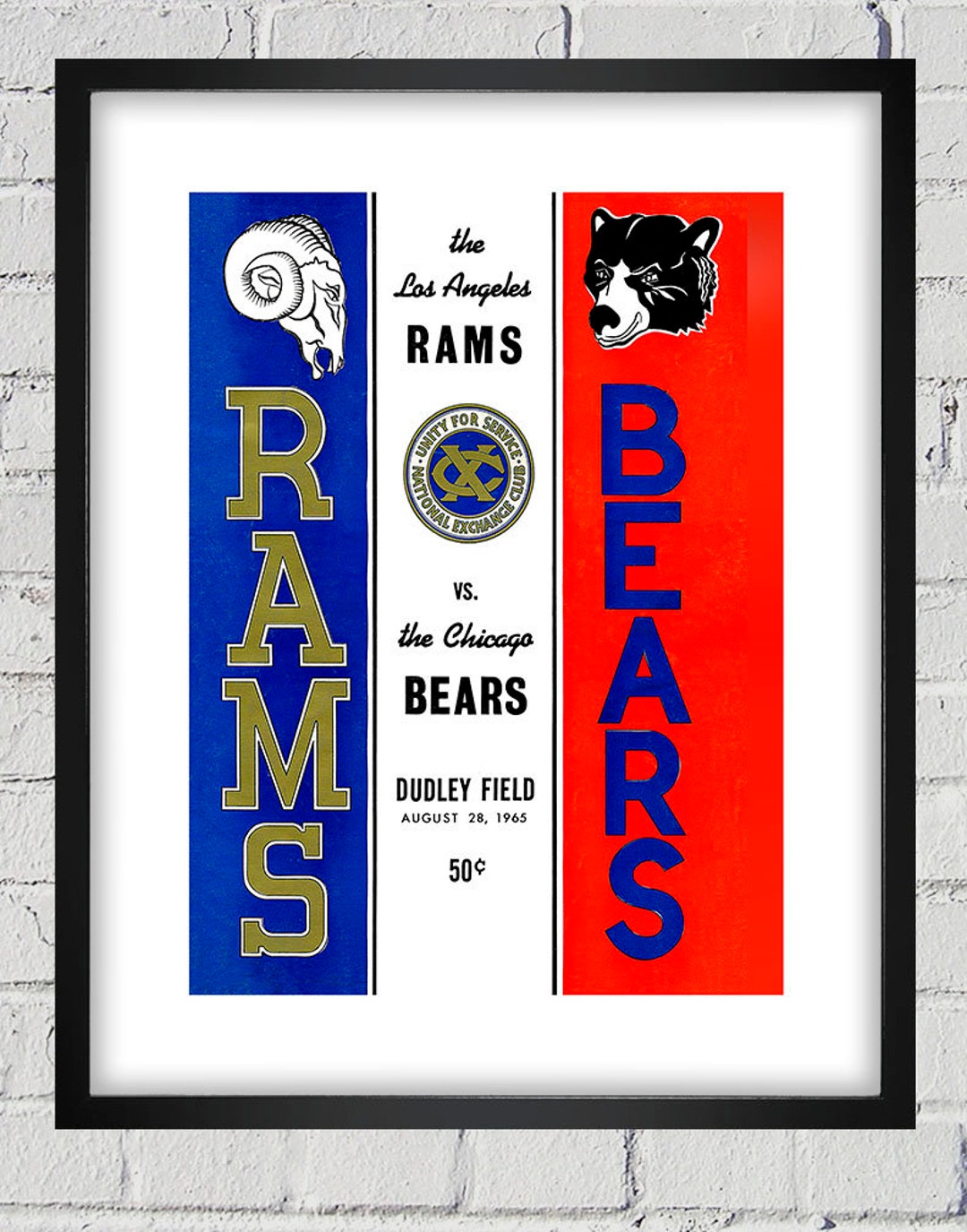 1965 Vintage Chicago Bears - Los Angeles Rams Football Program Cover ...