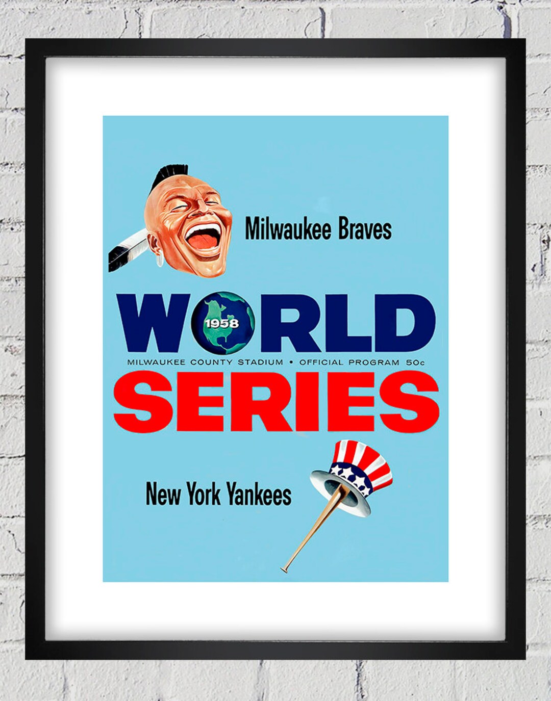 1958 Vintage New York Yankees -milwaukee Braves Baseball World Series ...