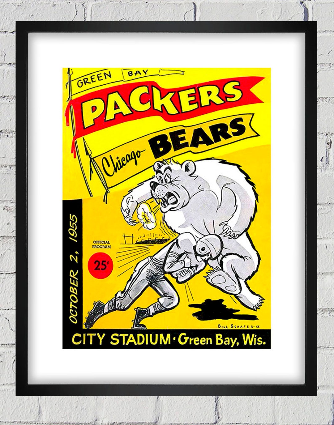 1955 Vintage Chicago Bears - Green Bay Packers Football Program Cover ...
