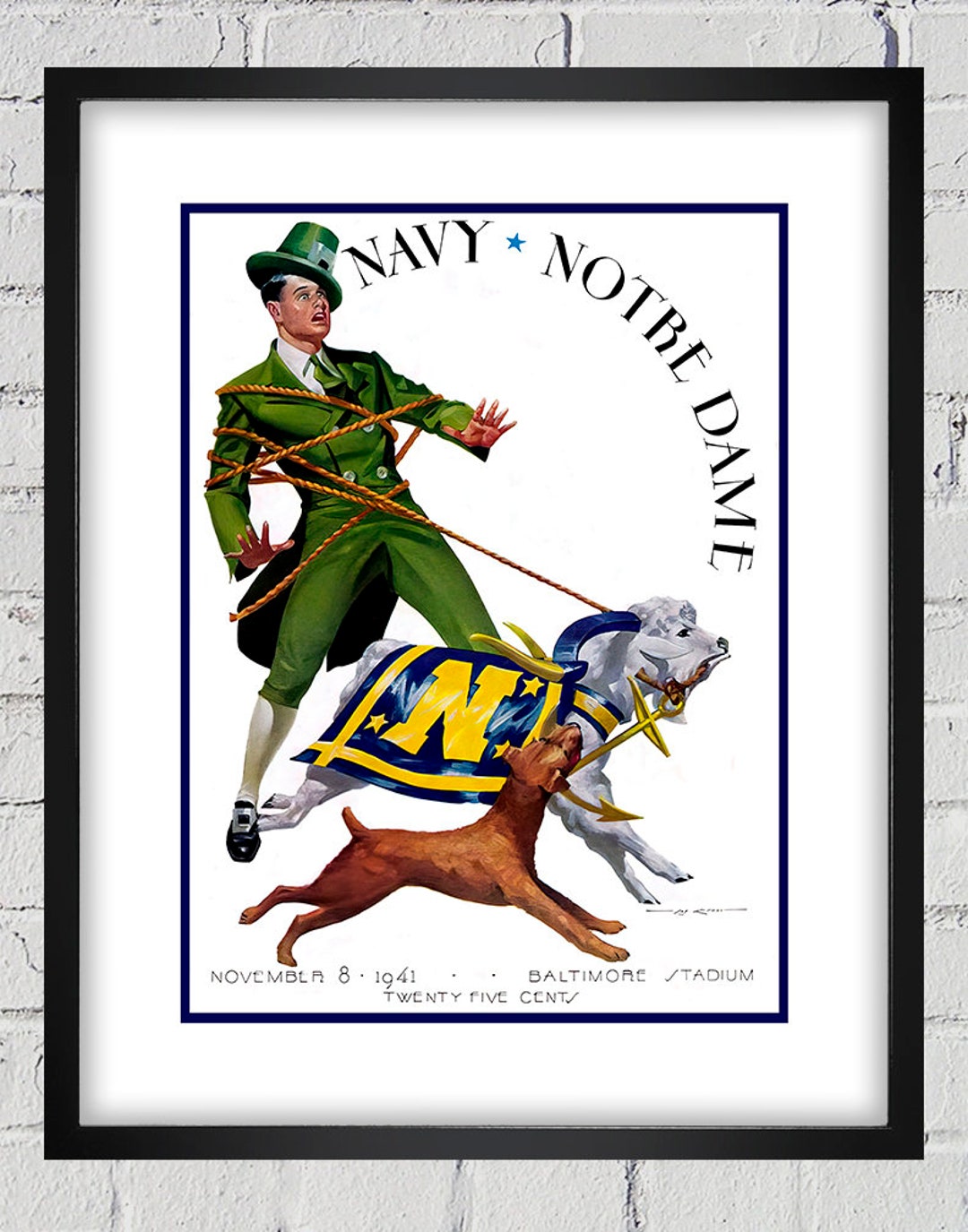 1941 Vintage Notre Dame - Navy Football Program Cover - Digital ...