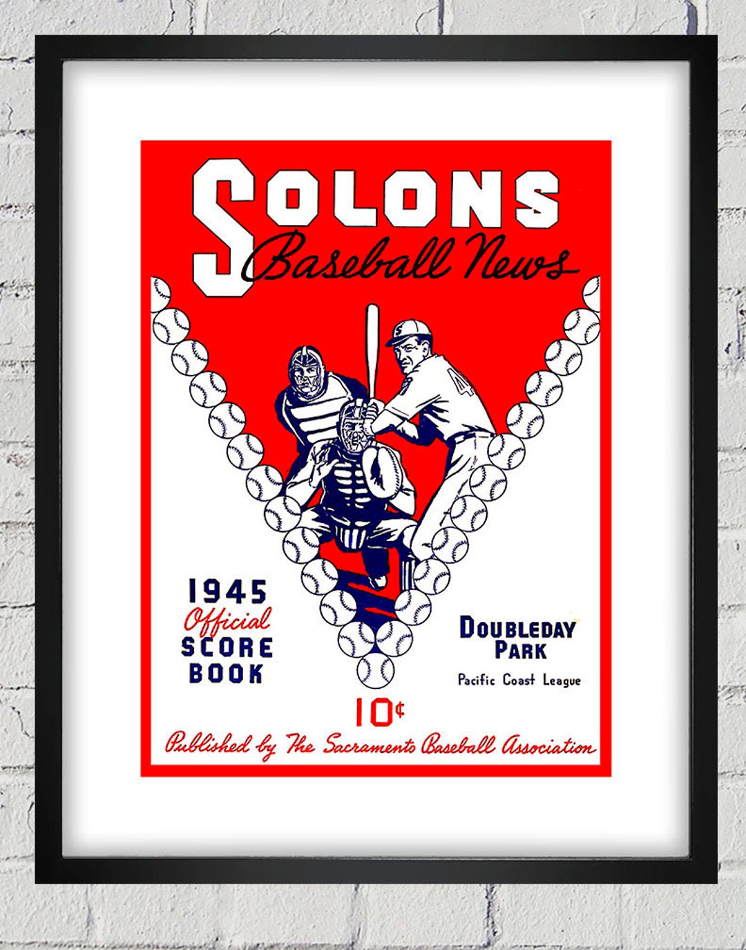 1945 Vintage Sacramento Solons Baseball News Cover - Digital ...