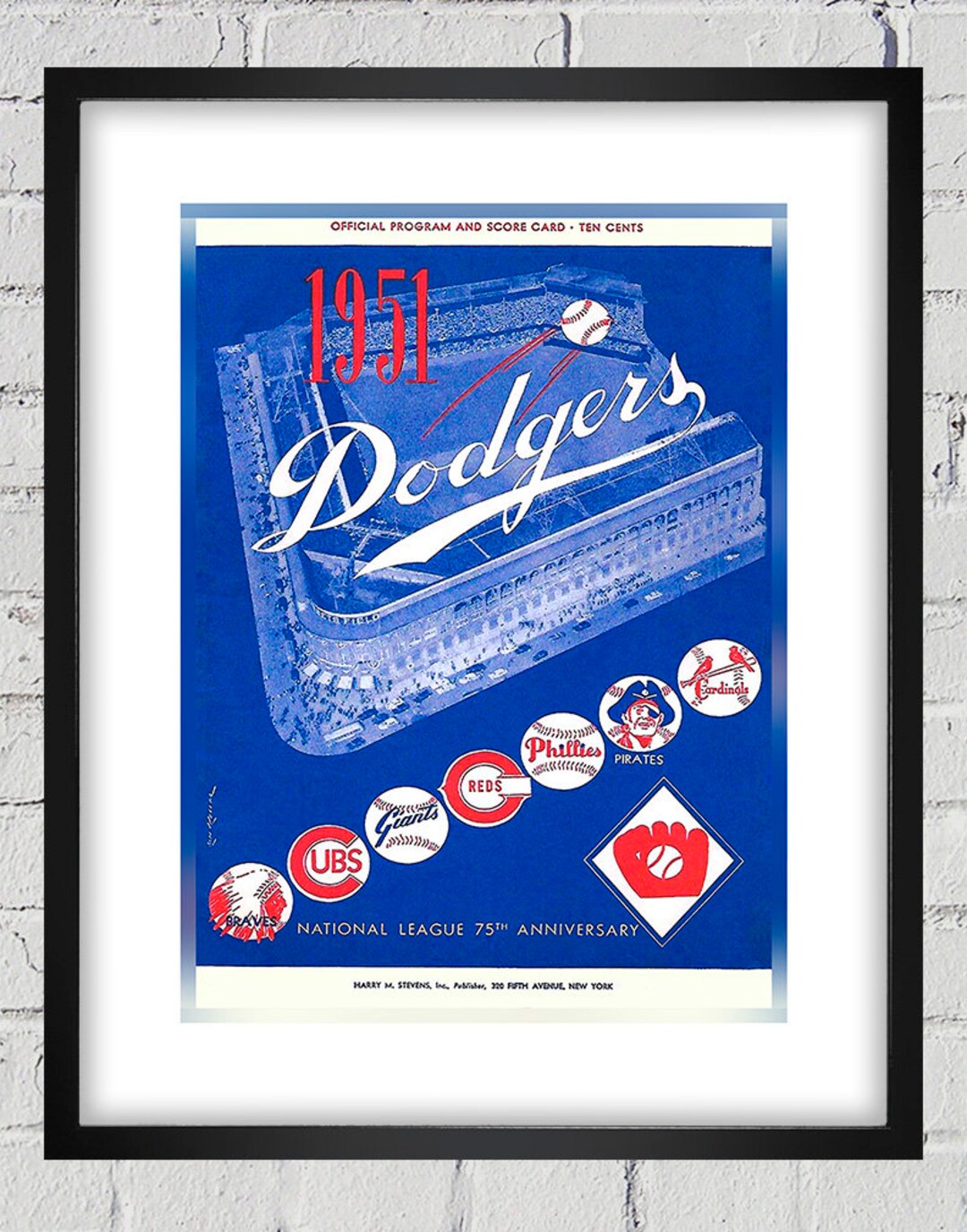 1951 Vintage Brooklyn Dodgers Baseball Program Cover - Digital ...