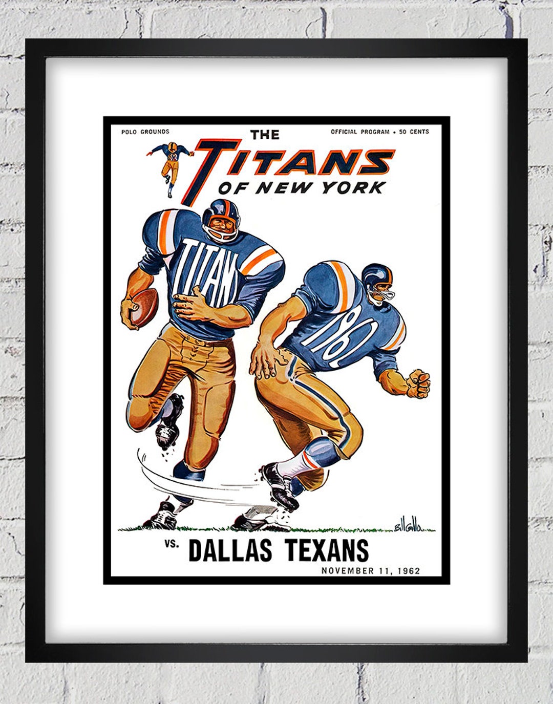 1962 Vintage New York Titans - Dallas Texans Football Program Cover ...