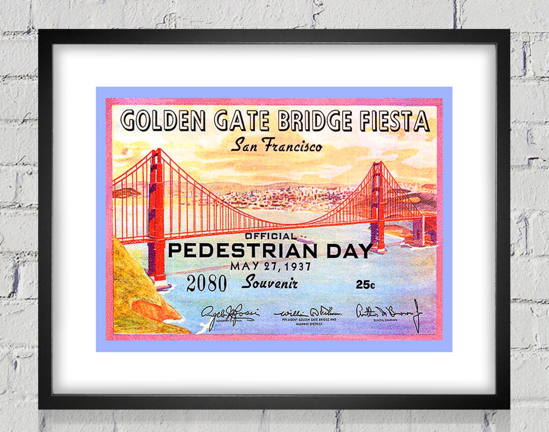 1937 Vintage San Francisco Golden Gate Bridge Fiesta Ticket ...