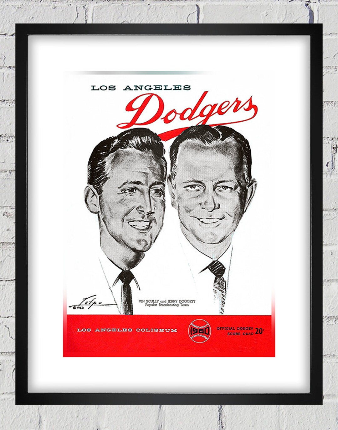 1960 Vintage Los Angeles Dodgers Program Cover - Vin Scully and Jerry ...