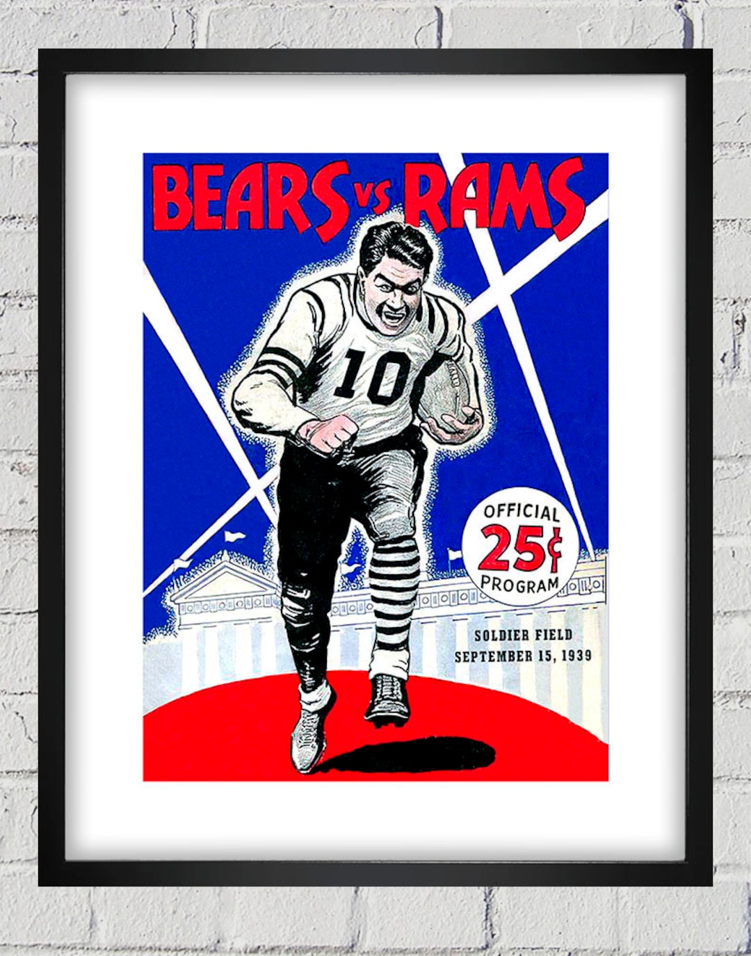 1939 Vintage Cleveland Rams - Chicago Bears Football Program Cover ...