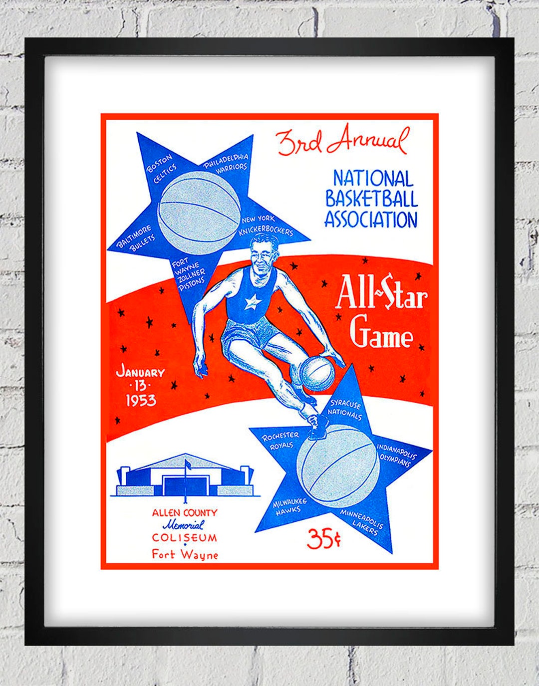 1953 Vintage All-star Game Basketball Program Cover - Digital ...