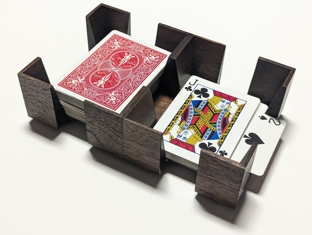 4 Deck Walnut Wood Canasta / Uno Card Tray, 1-1/2" Deep - Etsy