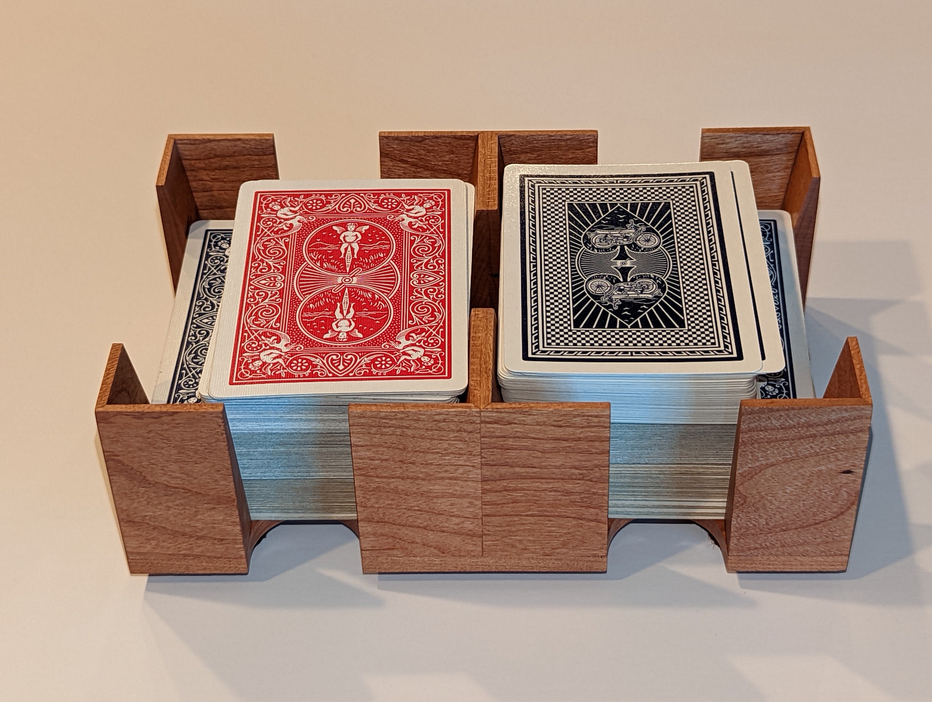 6 Deck Cherry Wood Canasta / Uno Card Tray, 2" Deep - Etsy