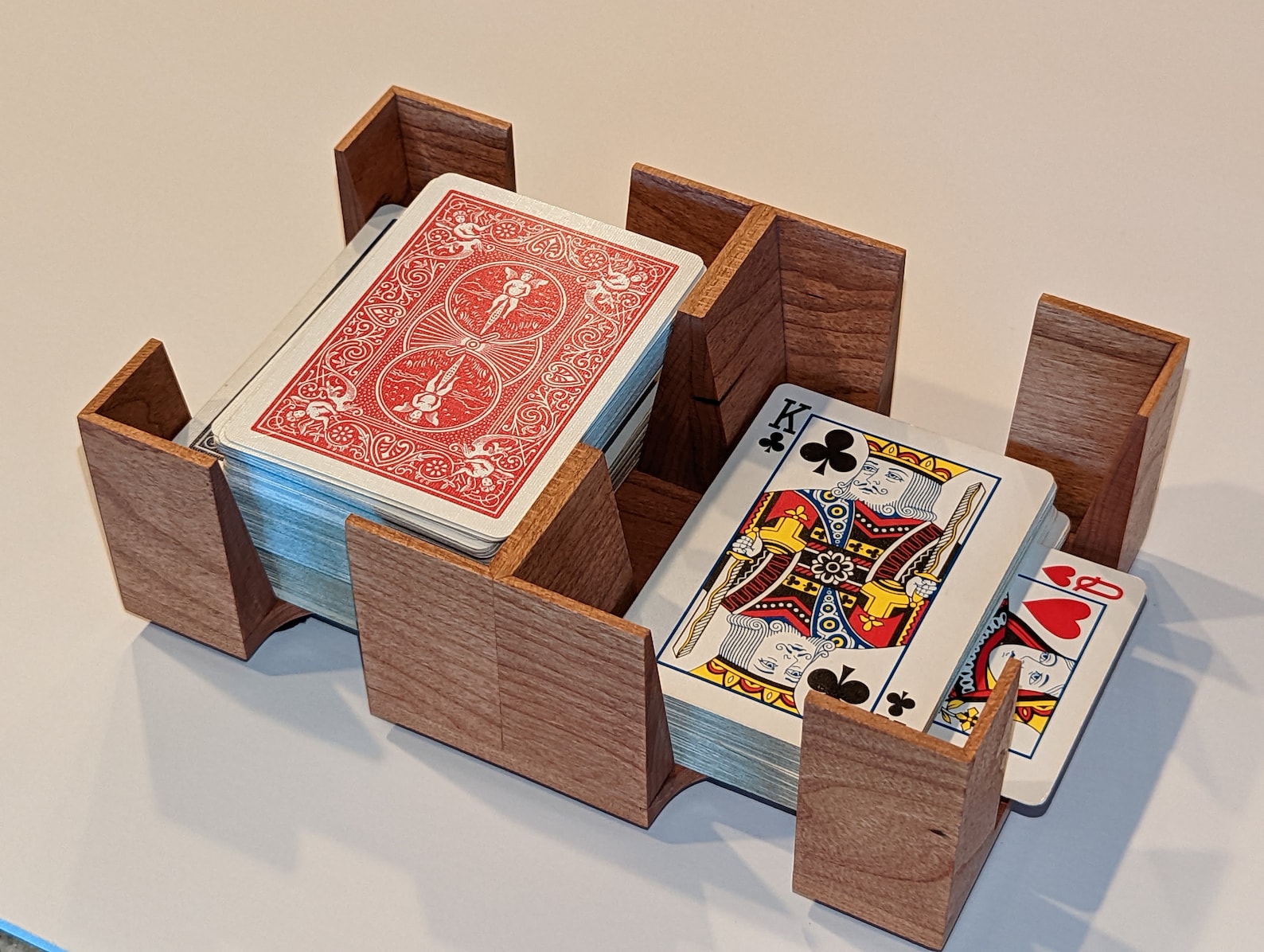 6 Deck Cherry Wood Canasta / Uno Card Tray, 2" Deep - Etsy