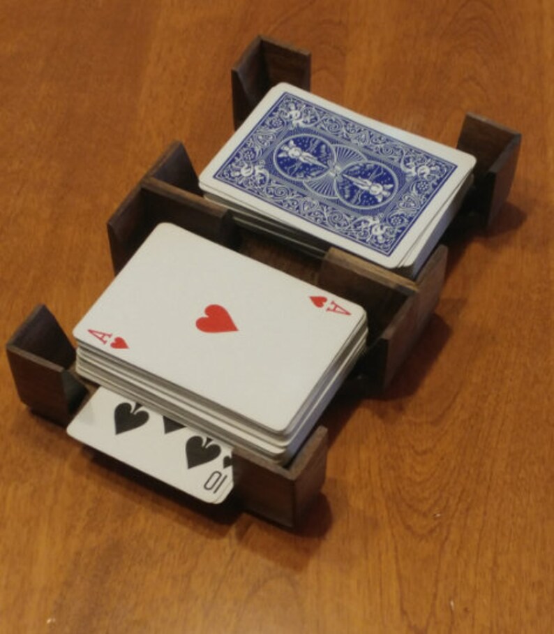 6 Deck Walnut Wood Canasta / Uno Card Tray 2 Deep | Etsy