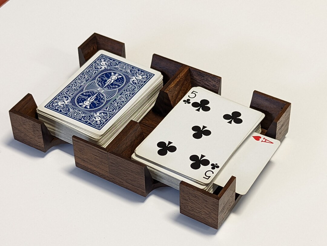 2 Deck Walnut Wood Canasta / Uno Card Tray, 1" Deep - Etsy