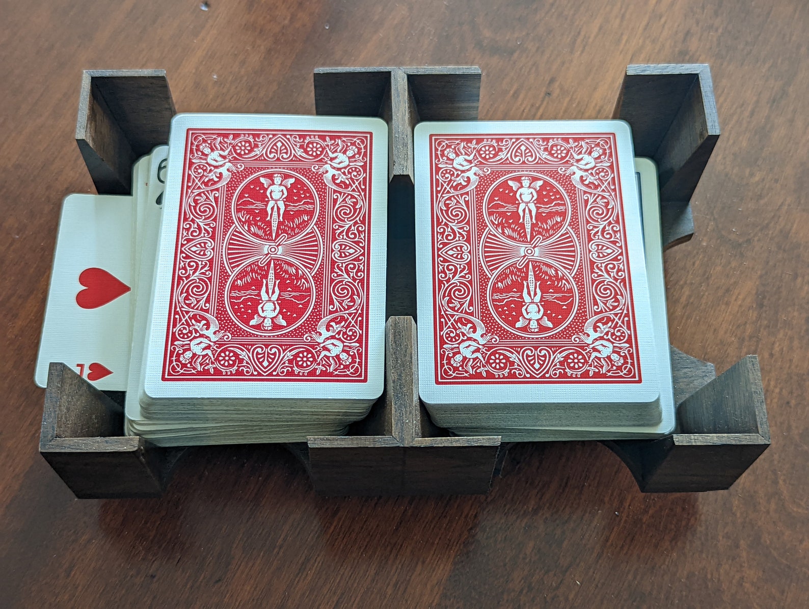 4 Deck Walnut Wood Canasta / Uno Card Tray 1-1/2 Deep - Etsy