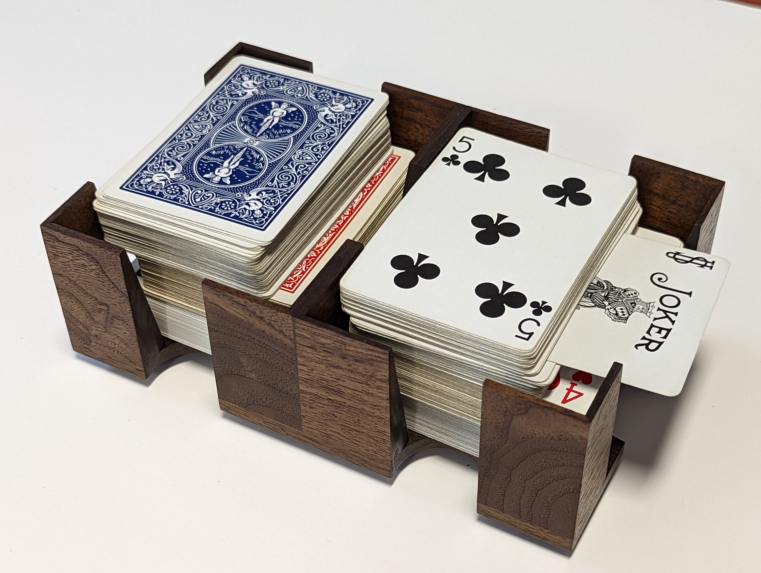 6 Deck Walnut Wood Canasta / Uno Card Tray, 2" Deep - Etsy
