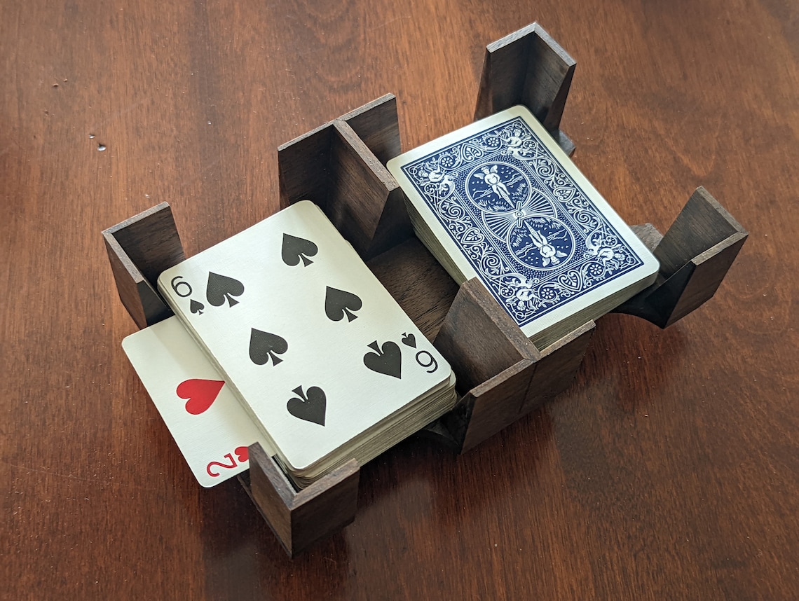 4 Deck Walnut Wood Canasta / Uno Card Tray 1-1/2 Deep - Etsy