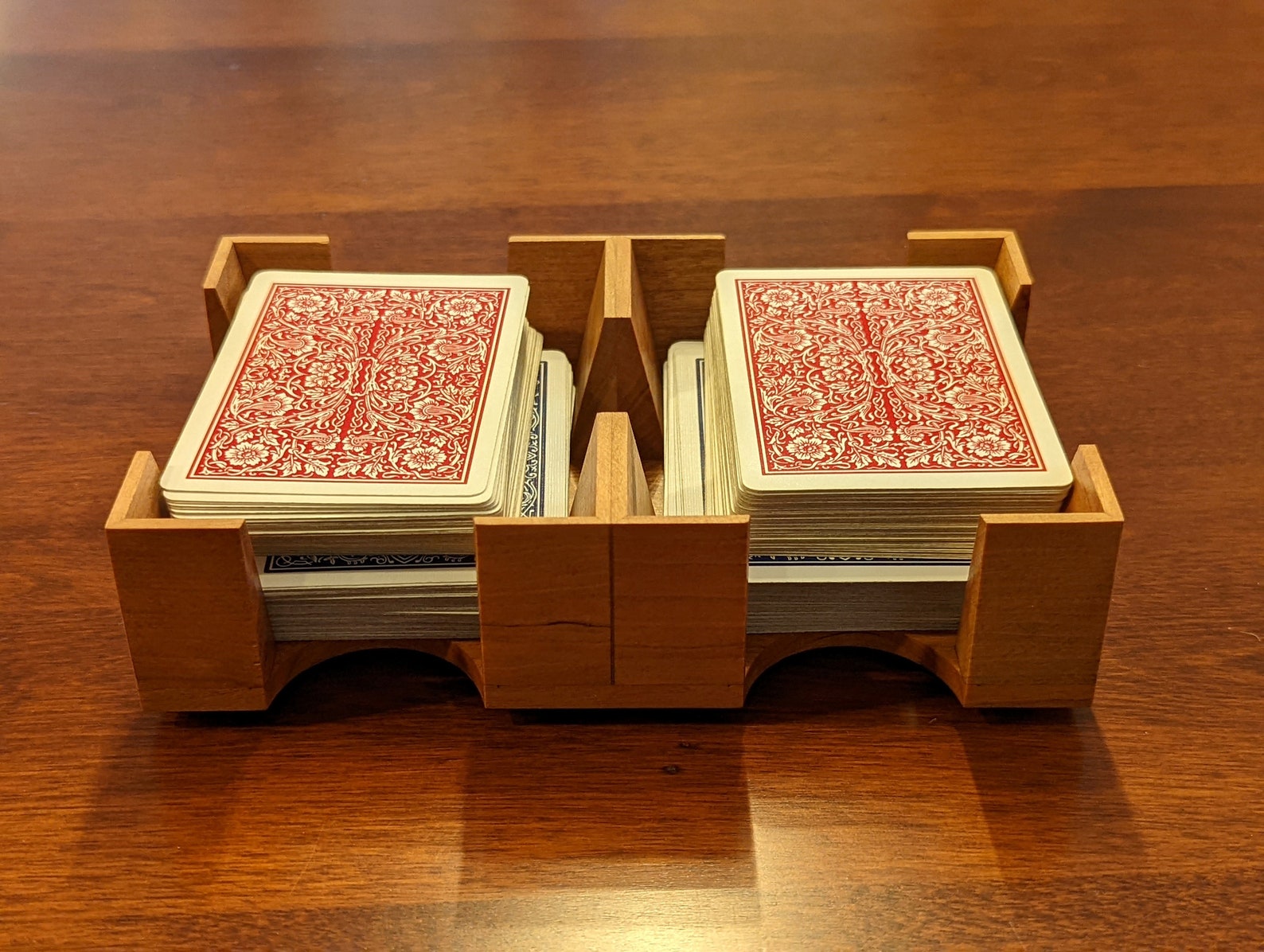 4 Deck Cherry Wood Canasta / Uno Card Tray 1-1/2 Deep - Etsy