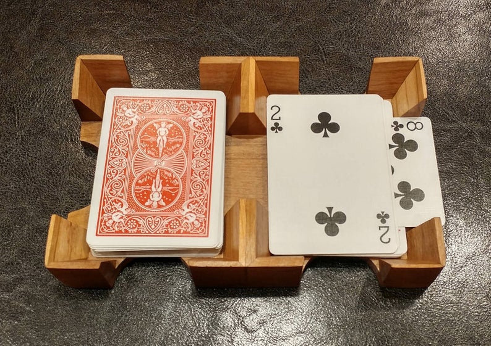 2 Deck Cherry Wood Canasta / Uno Card Tray 1 Deep | Etsy Canada