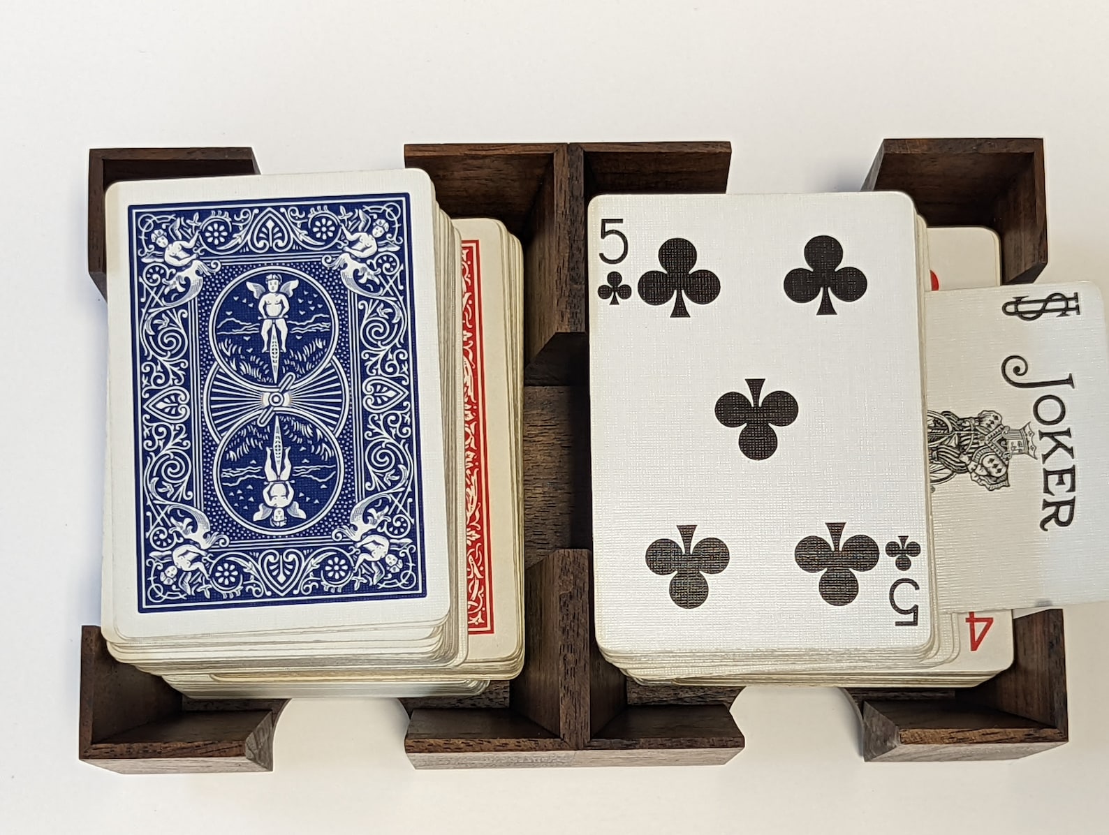 6 Deck Walnut Wood Canasta / Uno Card Tray, 2" Deep - Etsy