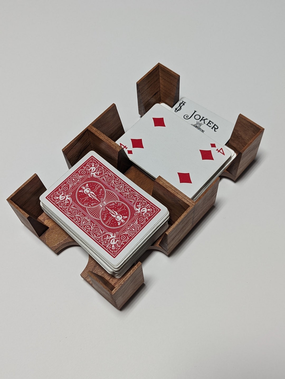 4 Deck Cherry Wood Canasta / Uno Card Tray, 1-1/2" Deep - Etsy