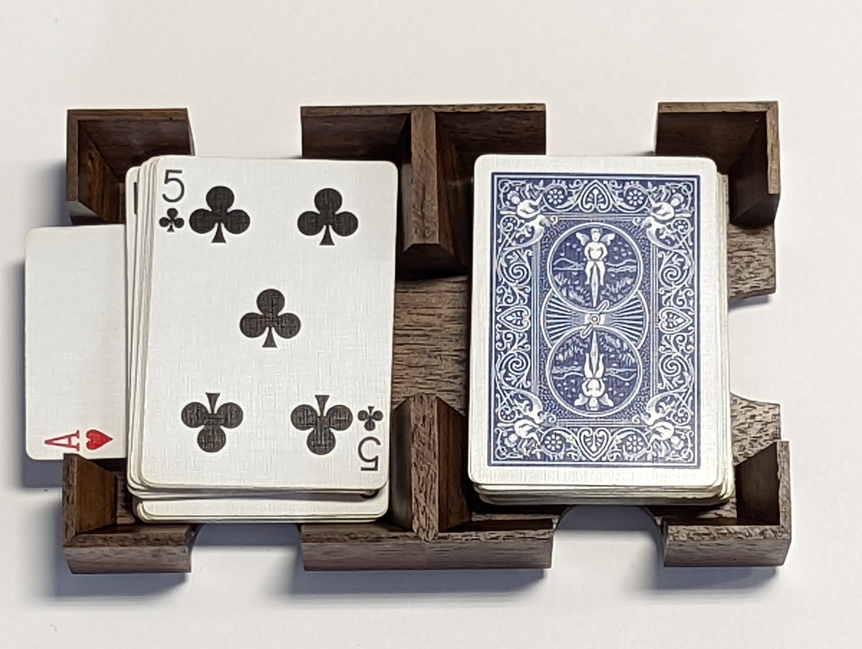 2 Deck Walnut Wood Canasta / Uno Card Tray, 1" Deep - Etsy