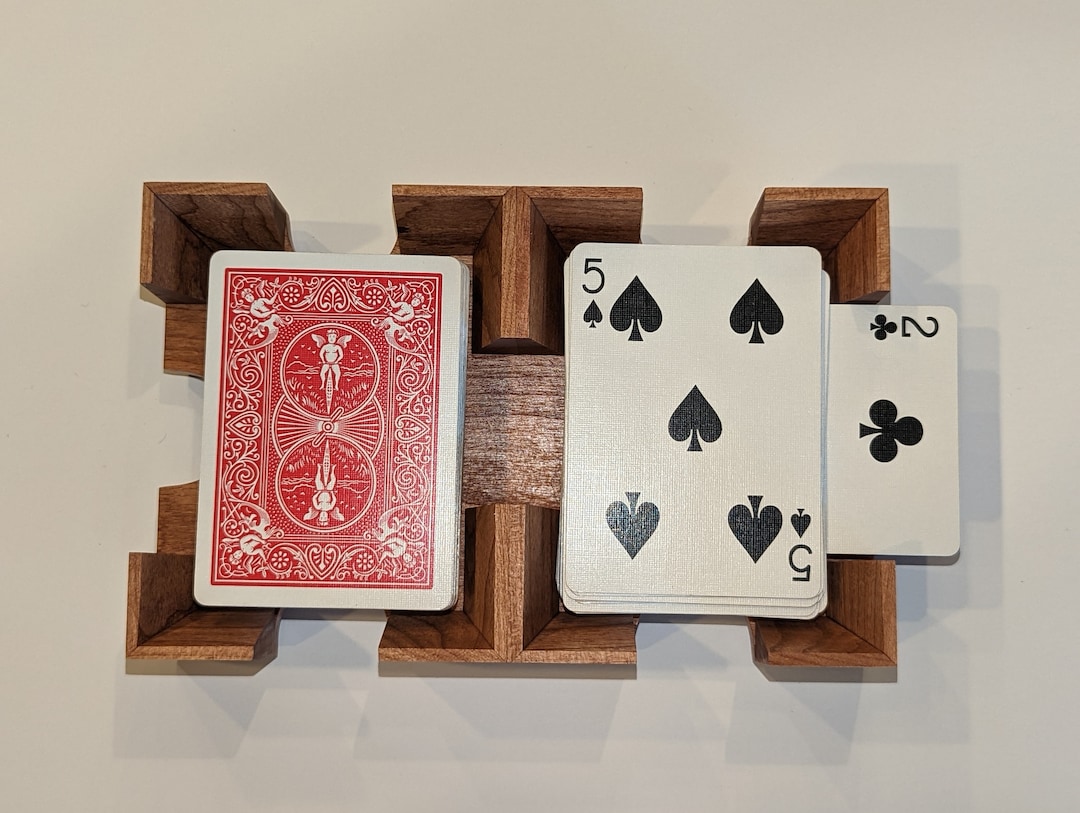 2 Deck Cherry Wood Canasta / Uno Card Tray, 1" Deep - Etsy