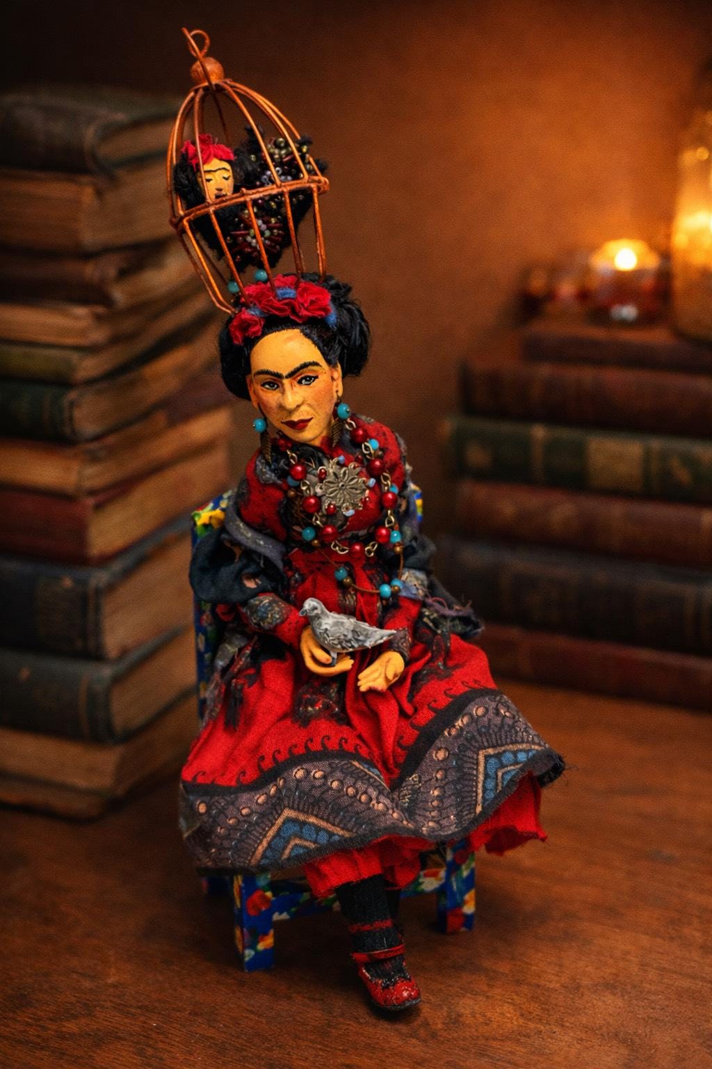 Character Art Doll Frida Kahlo Dove OOAK Character Art Doll Handmade ...