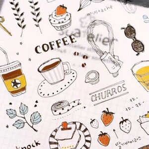 Coffee Cake Sticker Set, Translucent Sticker Set, Cute Coffee Stickers ...