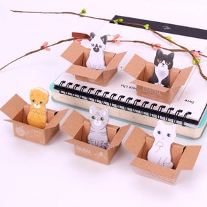 Cat Sticky Notes, Kitty Page Marker, Cat Memo Pad, Cute Cats Stationery ...