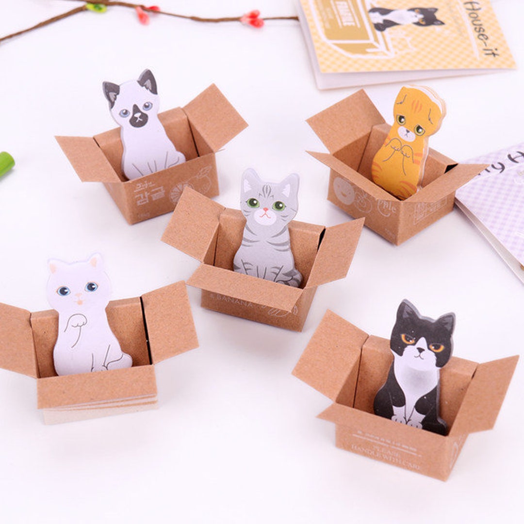Cat Sticky Notes, Kitty Page Marker, Cat Memo Pad, Cute Cats Stationery ...