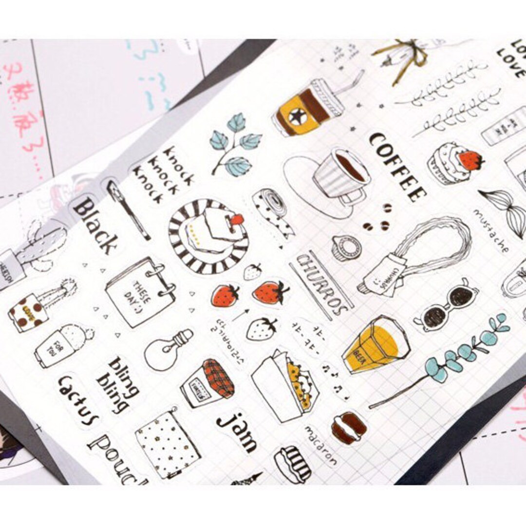 Coffee Cake Sticker Set, Translucent Sticker Set, Cute Coffee Stickers ...