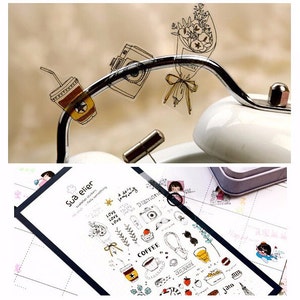 Coffee Cake Sticker Set, Translucent Sticker Set, Cute Coffee Stickers ...