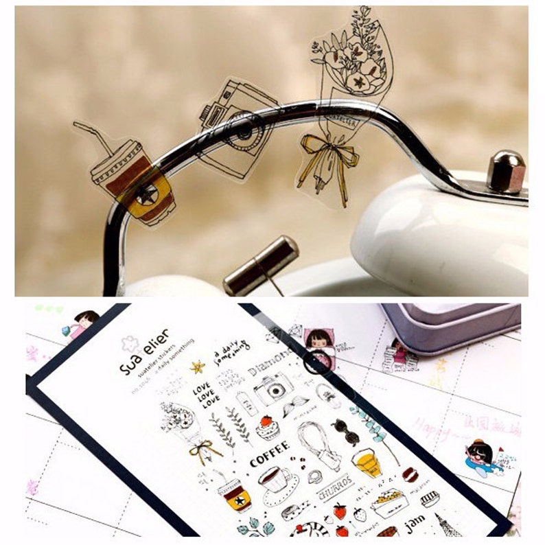 Coffee Cake Sticker Set Translucent Sticker Set Cute Coffee | Etsy