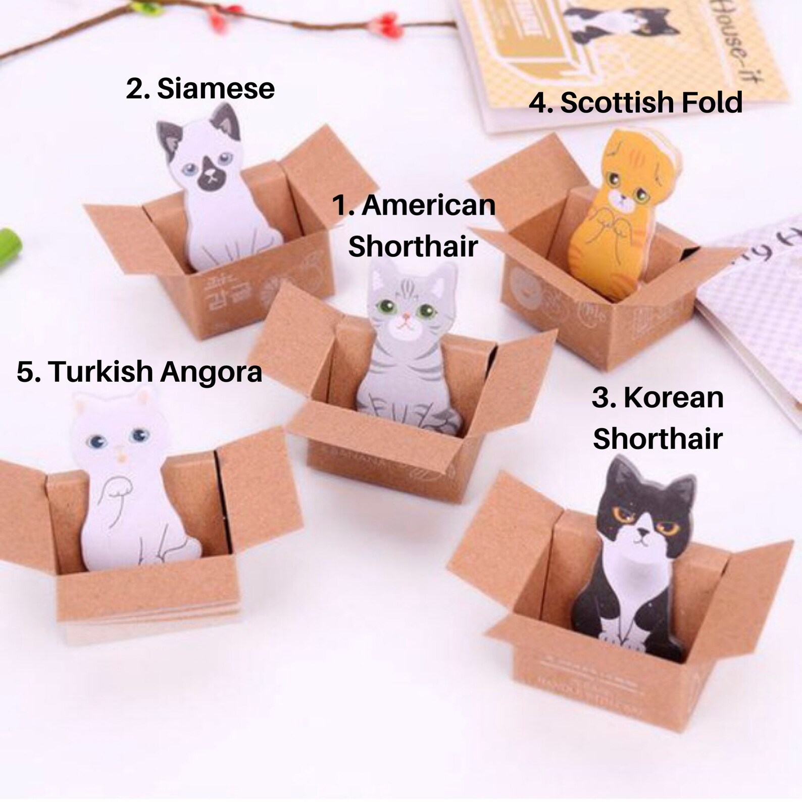 Cat Sticky Notes Kitty Page Marker Cat Memo Pad Cute Cats | Etsy