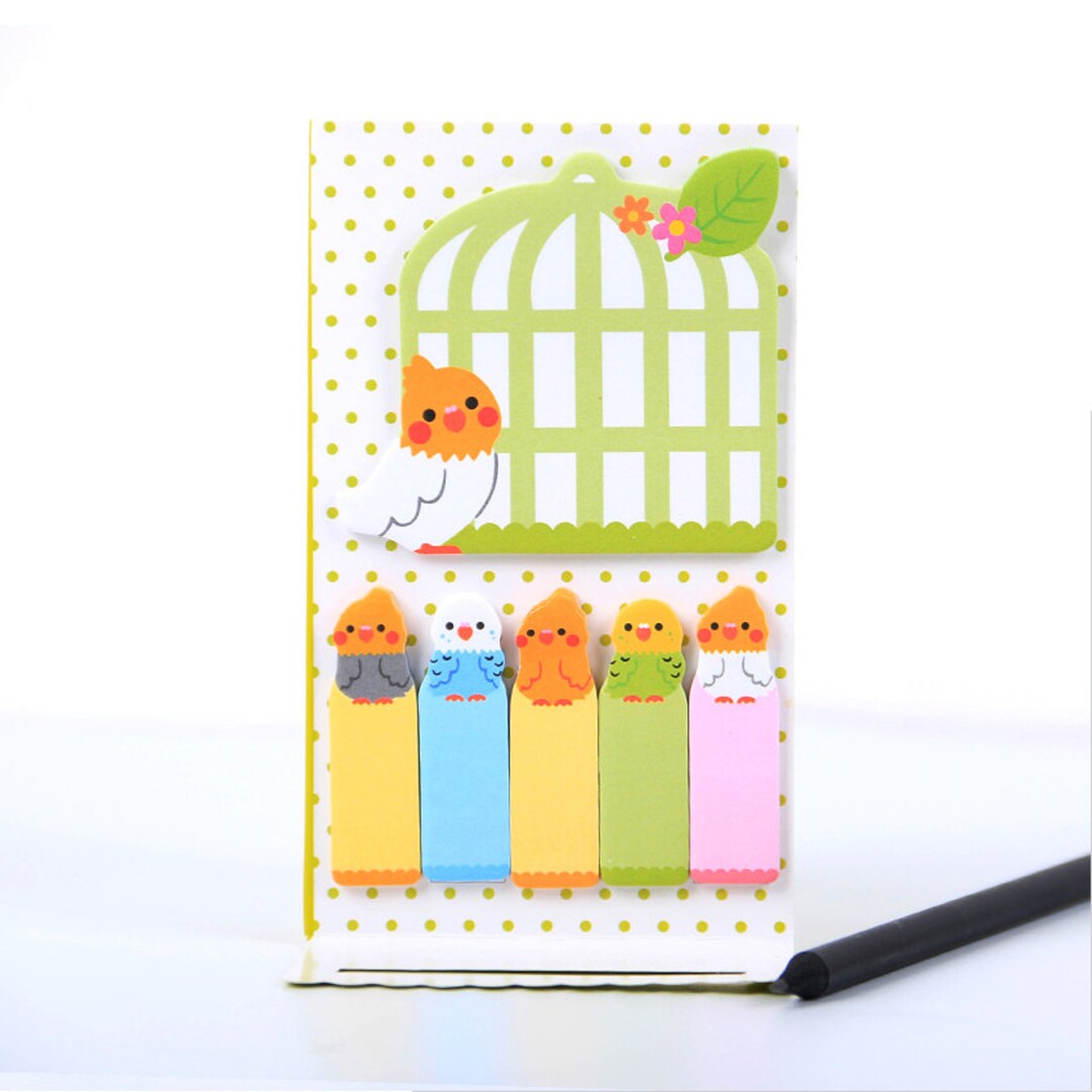 Bird Cage Sticky Notes, Kawaii Stationery, Bird Memo Pad, Cute Sticky ...
