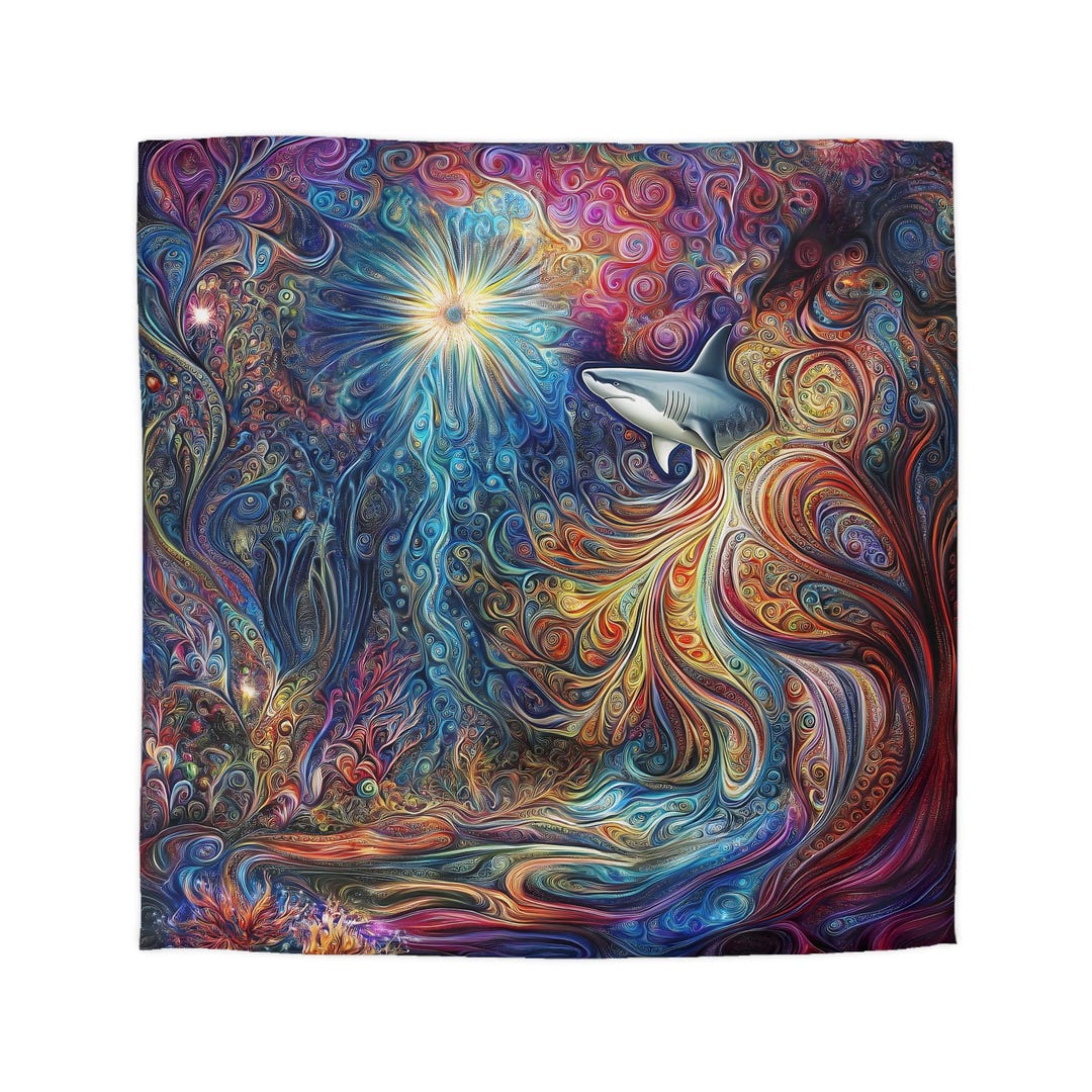 Psychedelic Shark Duvet Cover | Trippy Ocean Microfiber Bedding ...