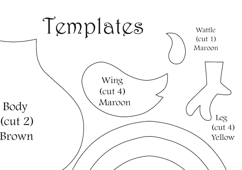 Turkey pattern Felt pattern Thanksgiving decor Felt turkey | Etsy