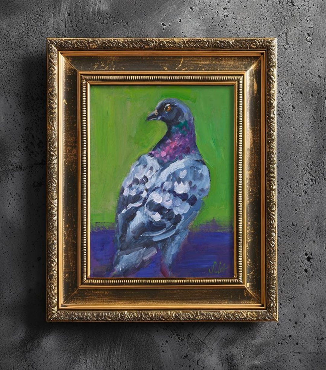 Pigeon Oil Painting Bird Original Wall Art Dove Artwork 8x6'' by ...